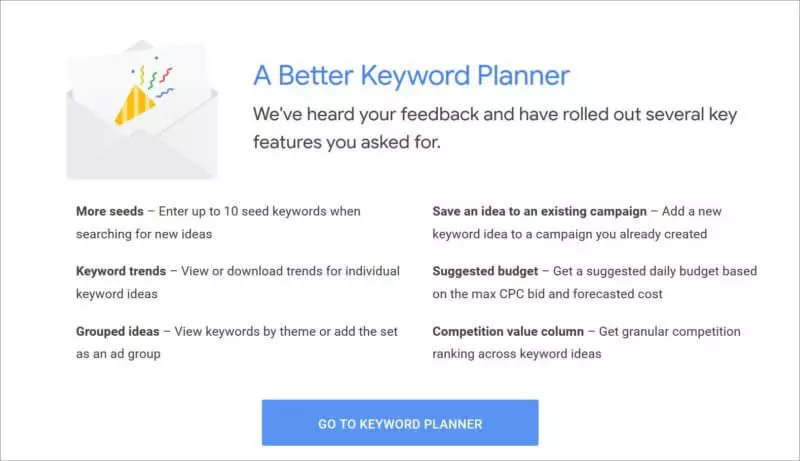 Ang Google Ads Keyword Planner nakakuha og bag-o (ug daan) nga mga bahin 26313_1