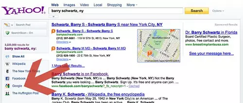 Encamên Google li ser Yahoo Search