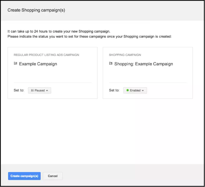 Google Shopping Campaign Upgrade တူးလ်