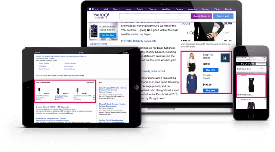 reklamy produktów Yahoo