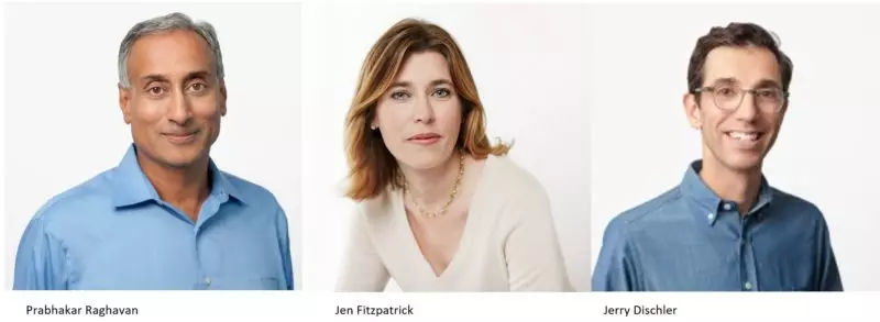 Ejecutivos de Google Prabhakar Raghavan, Jen Fitzpatrick, Jerry Dischler