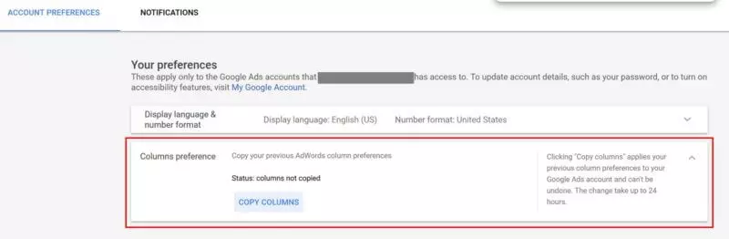 将旧的 AdWords 列设置复制到新的 Google Ads 用户界面的方法如下 28071_1