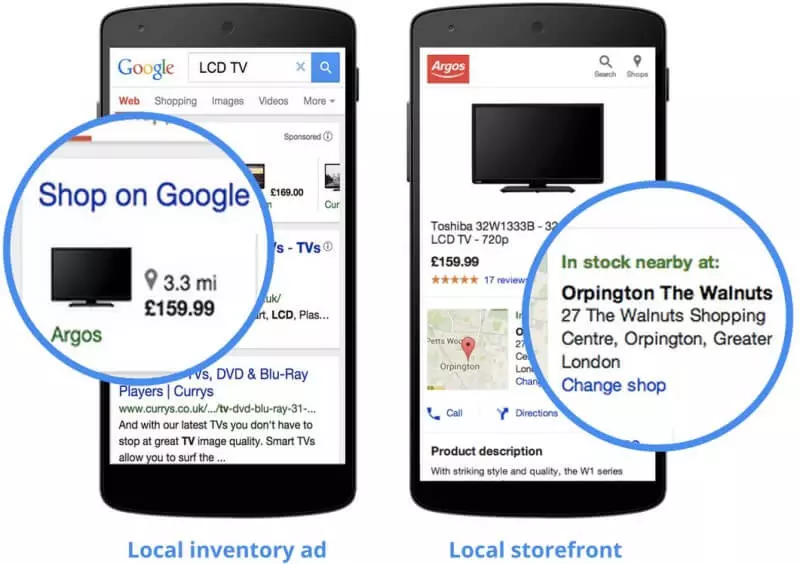 Reklamoj pri loka inventaro de Google AdWords