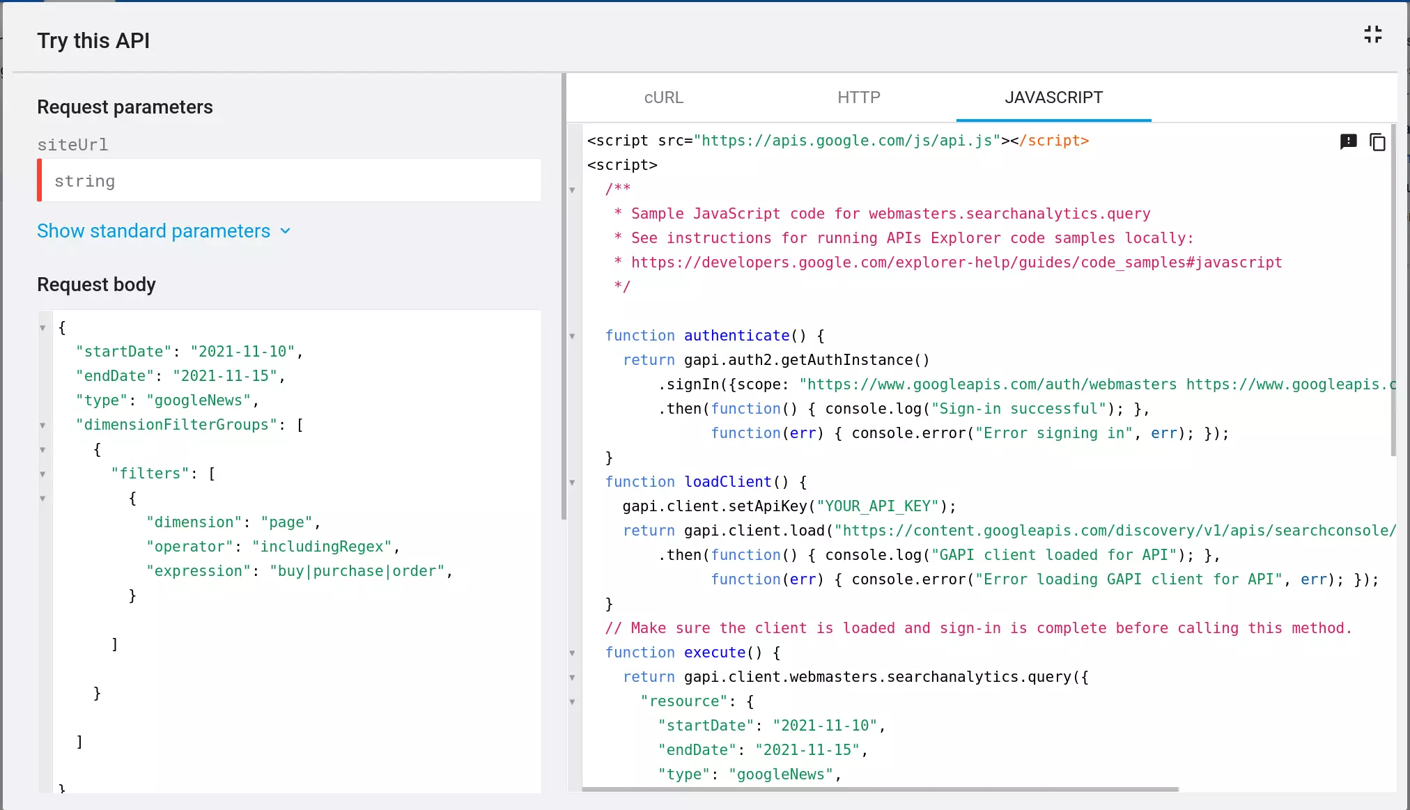 Google Search Console Search Analytics API 獲得 Discover、News 和 Regex