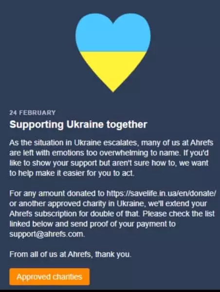 Ahrefs ने यूक्रेन के लिए $1.5 मिलियन जुटाए हैं 3013_1