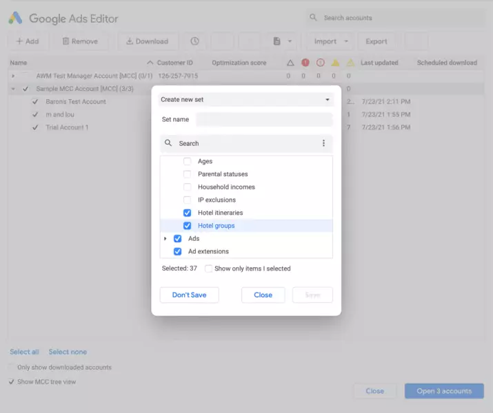 Google Ads Editor v1.7 የሆቴል ማስታወቂያዎችን እና የእርሳስ ቅፅ ቅጥያዎችን ይደግፋል 3029_1