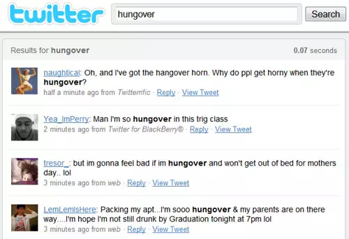 Hungover Search na Twitterju