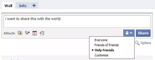 Κοινή χρήση με φίλους Ρύθμιση ενημέρωσης Facebook