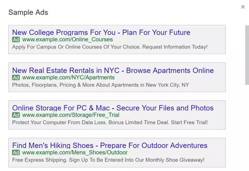 adwords-sample-ads-preview