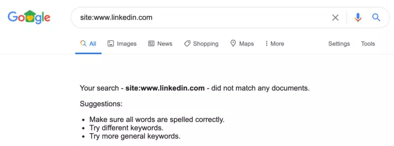 Oops, LinkedIn fun igba diẹ silẹ lati Google Search 3108_1