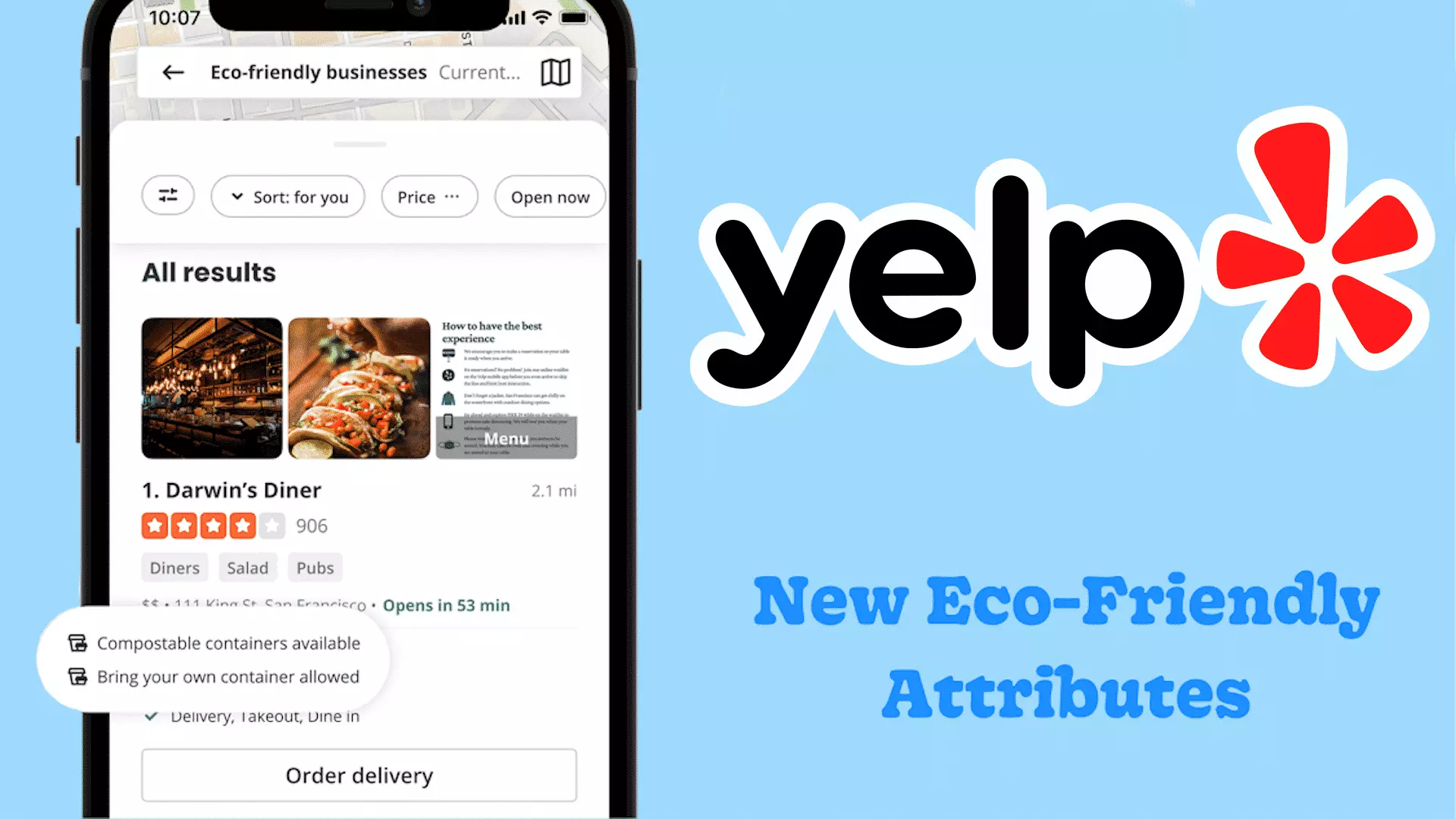 Yelp thêm các thuộc tính kinh doanh thân thiện với môi trường có thể tìm kiếm