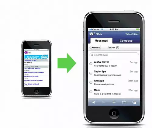 Aplicativo móvel para iPhone do Yahoo Mail