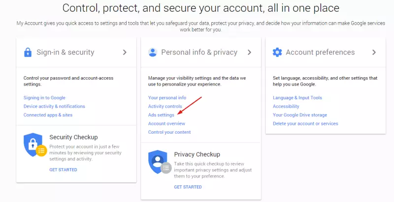 google account settings