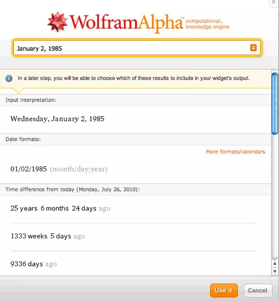 Wolfram|Alpha Query Widget Builder 34007_2