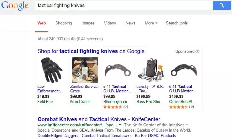 Google AdWords Retningslinjer Taktiske kampkniver fortsatt tillatt