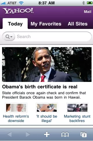 Yahoo! Syncs Mobile Homepage Nrog PC