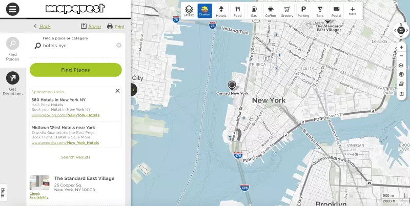 Mapquest UI яңарту 9-15