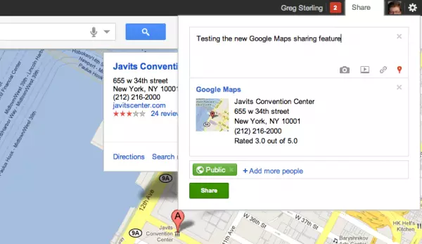 Google+-deling på kart, en mal for andre produkter 36377_2