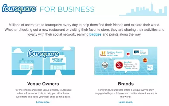 Foursquare Ngapikake, Ngembangake Informasi Kanggo Bisnis