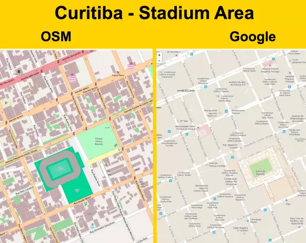OSM წინააღმდეგ Google Maps
