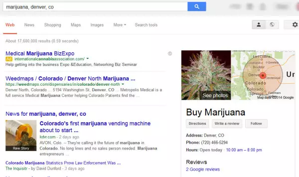 Risultati della ricerca locale di marijuana - Google