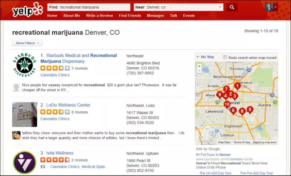 Attività ricreative di marijuana in Yelp