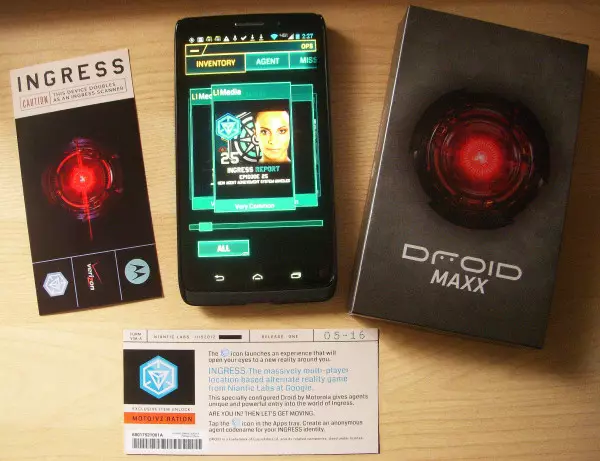 Ingress parantos dimuat dina telepon Droid MAXX