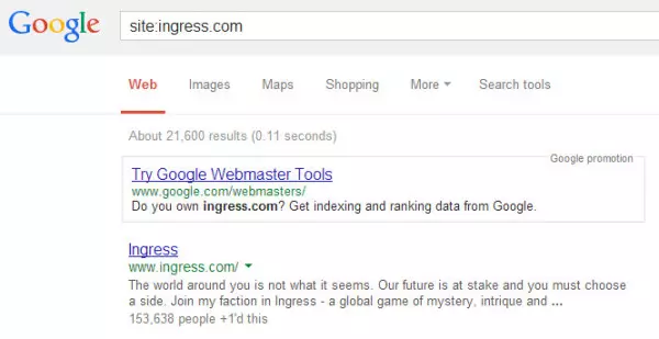 Rûpelên Ingress Di Encamên Lêgerîna Google de Indeks kirin