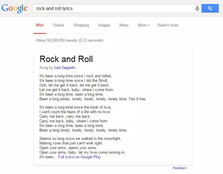 lyrics google rock and roll