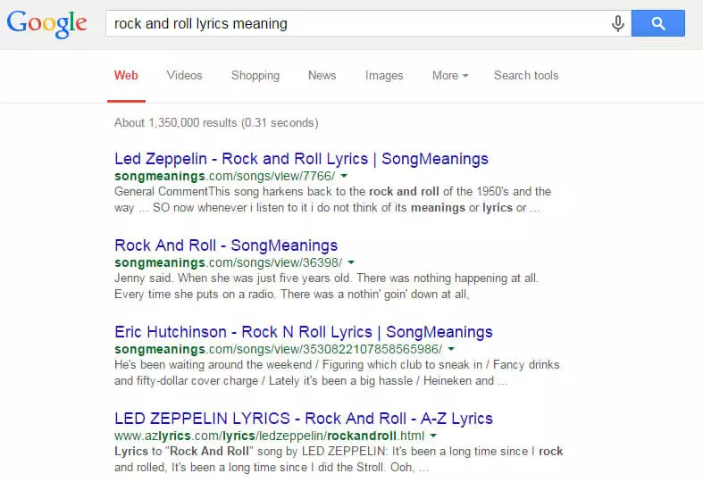 lyrics google rock and roll siyifikasyon