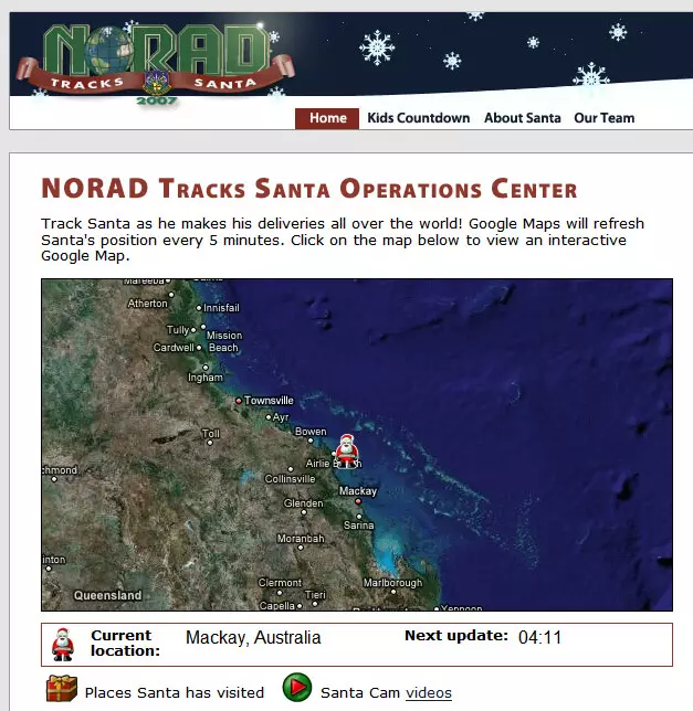 NORAD sleduje Santa 2007