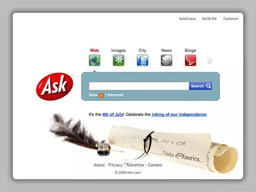 4 шілде Ask.com сайтындағы логотип