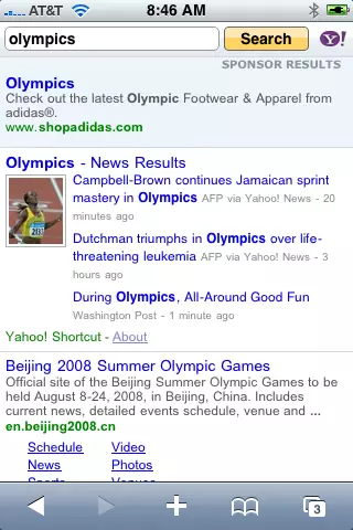 Yahoo Search amin'ny iPhone