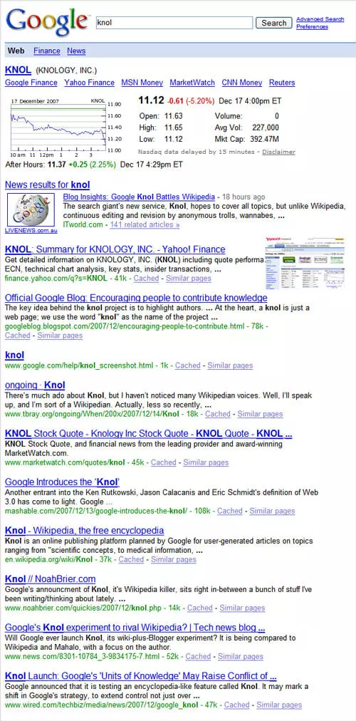 Google Knol-resultaten