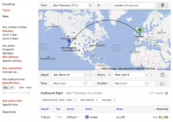 Google laiendab lennuotsingut väljaspool USA-d 500 linnani 38561_1
