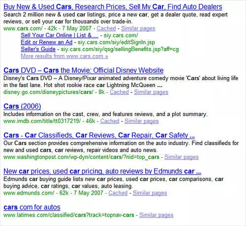 Avtomobili na Googlu