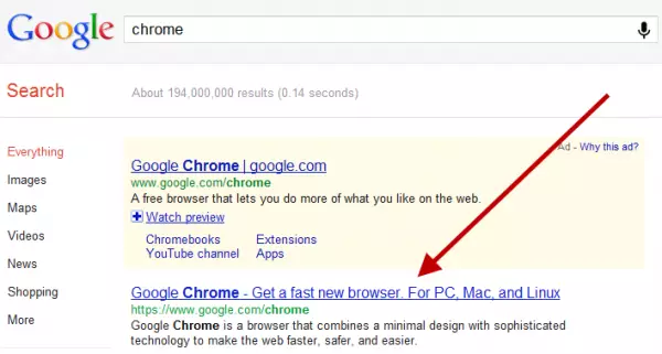 Ibe Chrome nke Google enwekwaghị ọkwa maka ya 3917_2