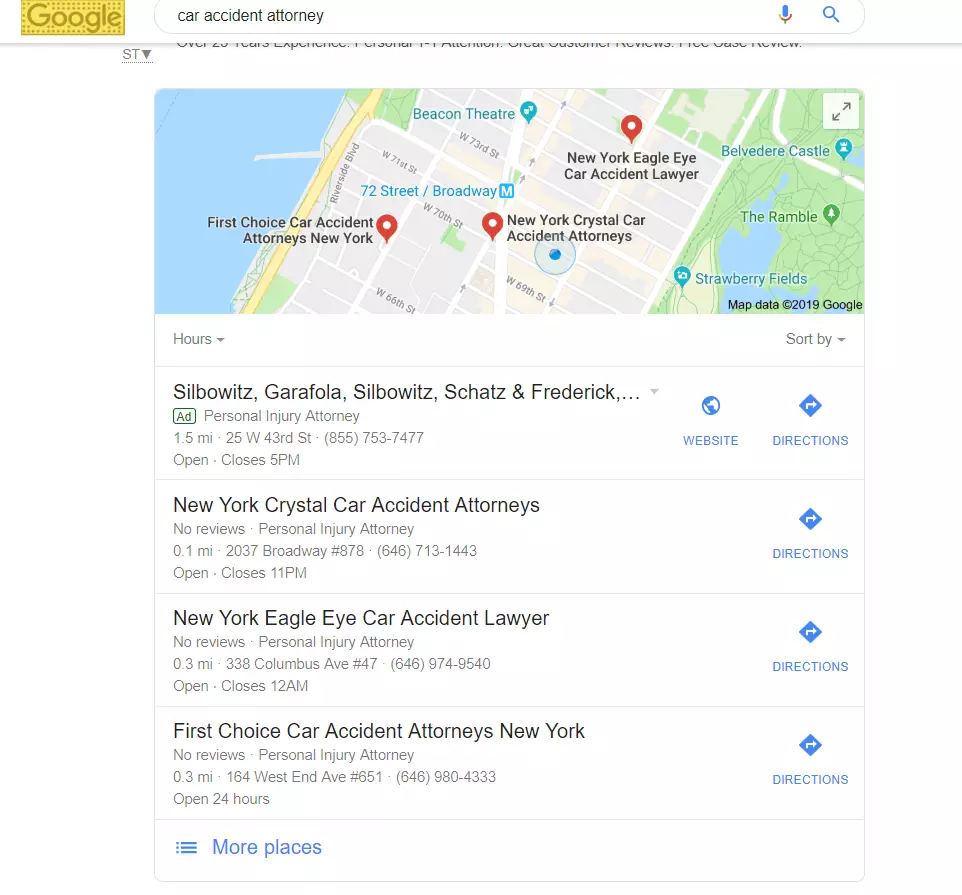 Ang karamihan ng mga listahan para sa mga abogado ng aksidente sa sasakyan sa Google ay peke 3933_1