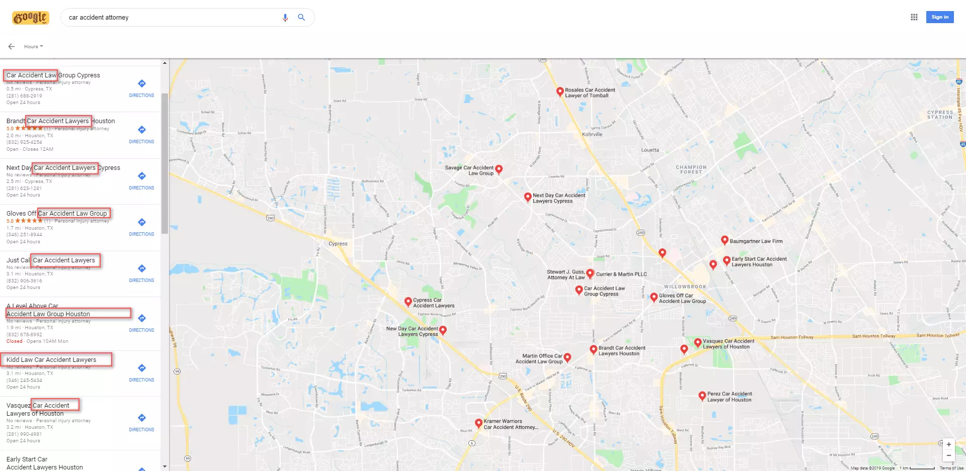 Ang karamihan ng mga listahan para sa mga abogado ng aksidente sa sasakyan sa Google ay peke 3933_2