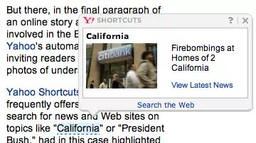 Yahoo Shortcuts იწვევს Associated Press-ის სტატიას შეუსაბამო კონტენტის ჩვენებას