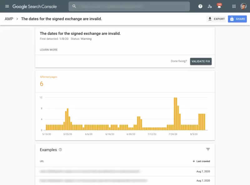 Google Search Console vam lahko zdaj pomaga odpraviti težave s podpisano izmenjavo AMP (SXG). 4338_2