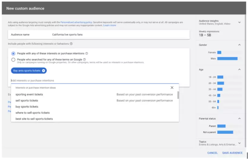 Les audiences personnalisées de Google, la combinaison d'audiences d'affinité personnalisées et d'intentions personnalisées, sont désormais en ligne 4468_1