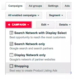 Opret en google shopping kampagne