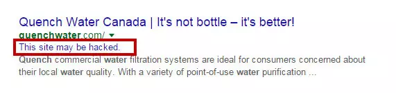 GoogleSERPのハッキングされたサイトの警告