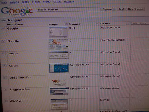 Screenshot Google Squared