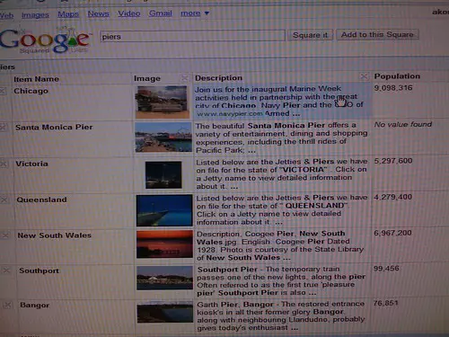 Screenshot Google Squared