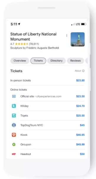 Google führt Links zur Ticketbuchung, Anzeigen für Aktivitäten und ein ökozertifiziertes Abzeichen für Hotels ein 5702_1