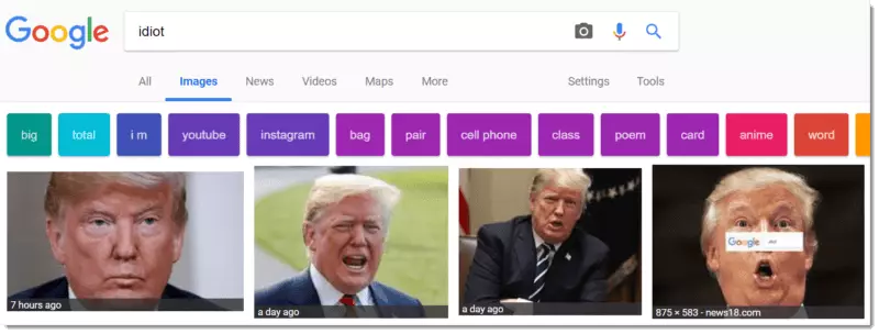 Trollët e shtyjnë Trumpin në vlerësimet më të larta të Google për 