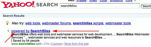 Rezultatet e kërkimit të Yahoo për SearchBliss