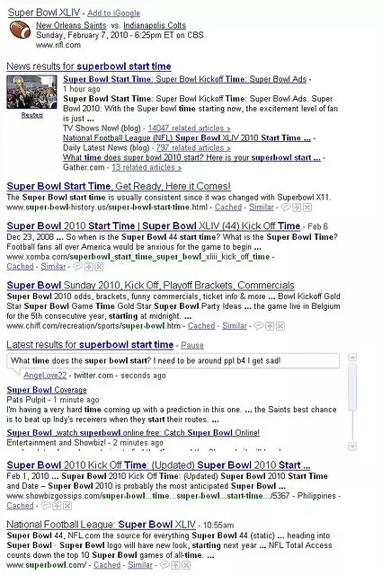 2010 Oras ng Pagsisimula ng Super Bowl